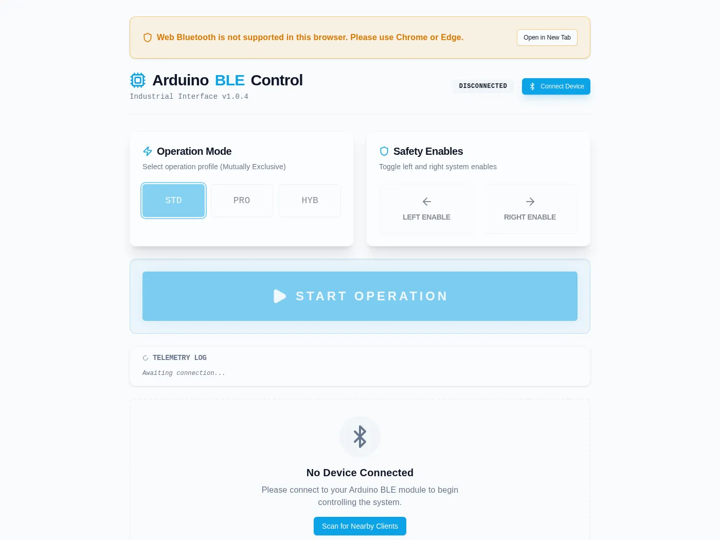Arduino BLE Control App