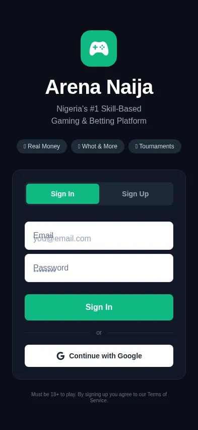 Arena Naija Betting Platform
