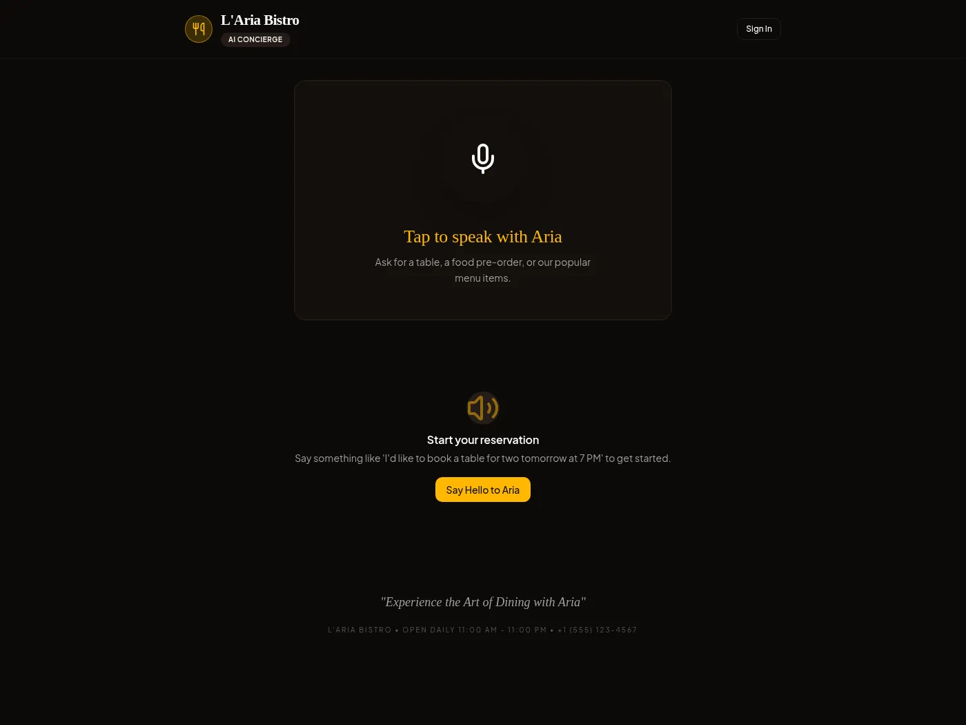 Aria Voice Concierge