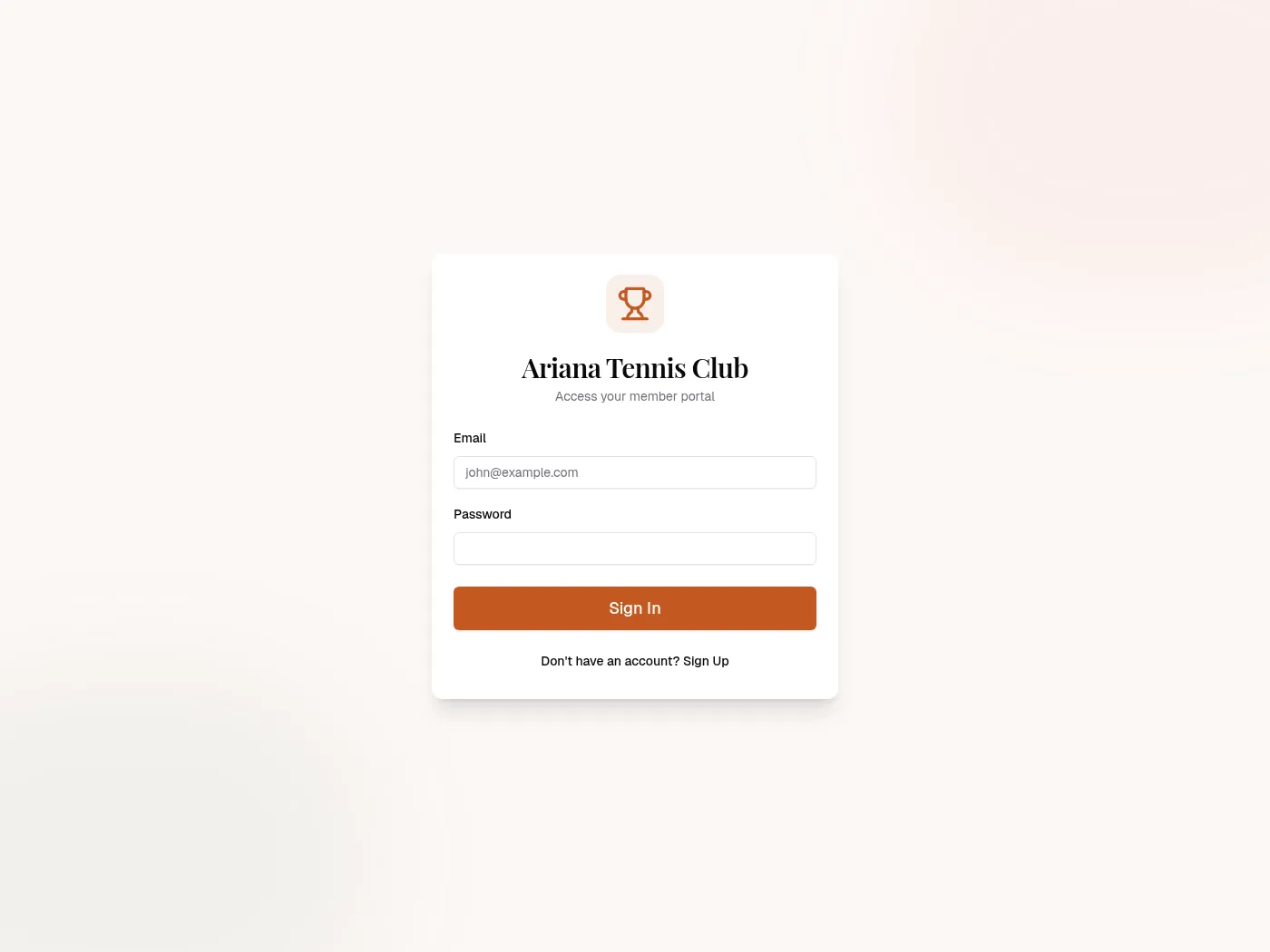 Ariana Tennis Club App