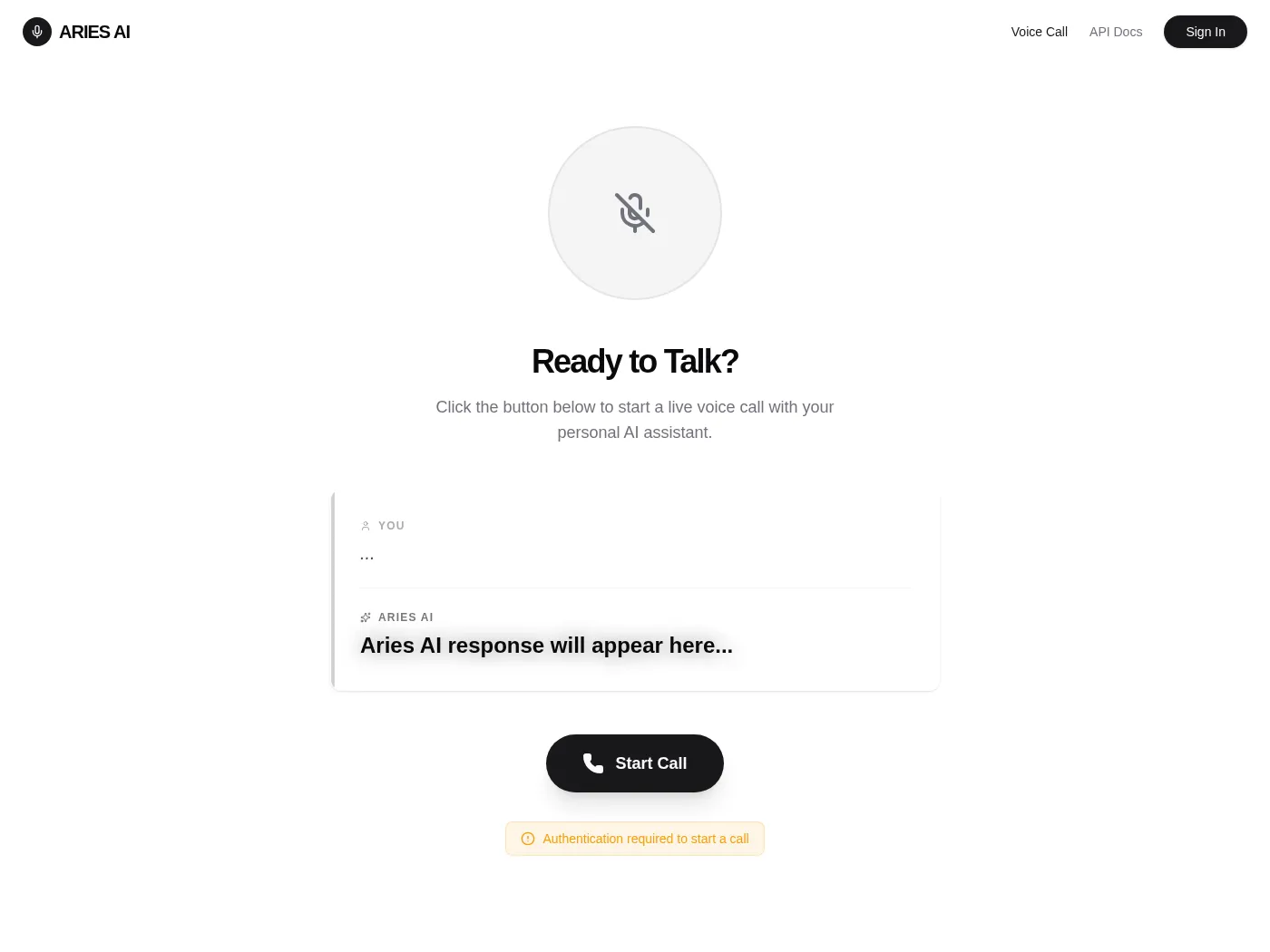 Aries AI Voice Call