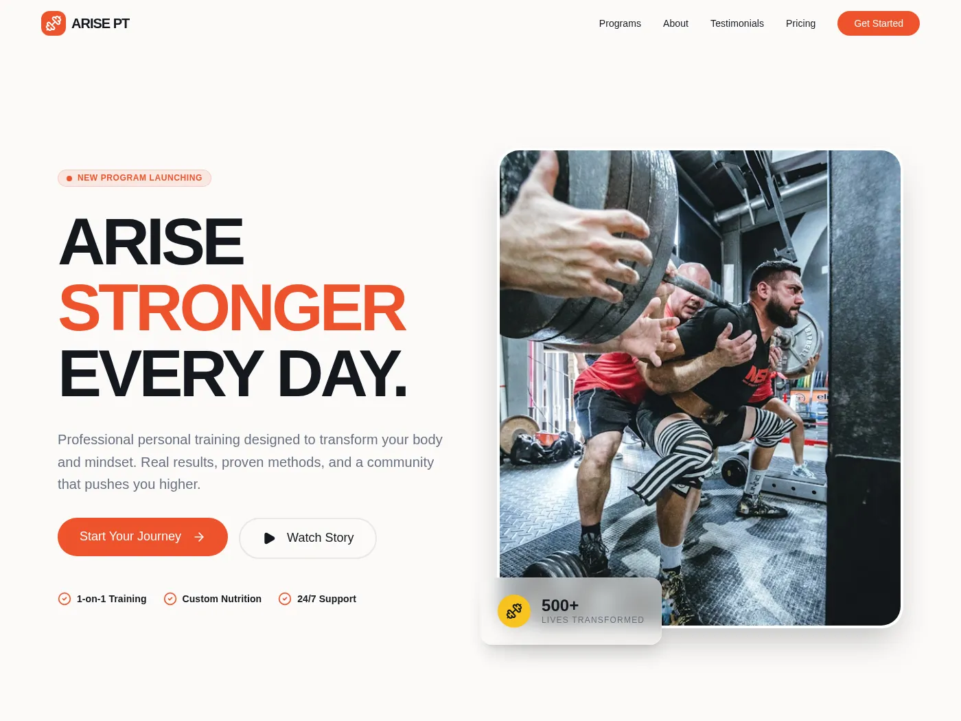 Arise PT Landing Page