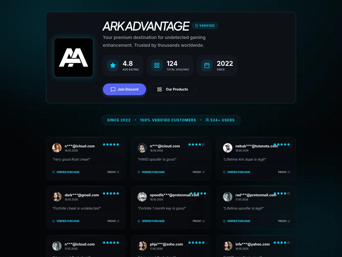Ark Advantage Vouch Site