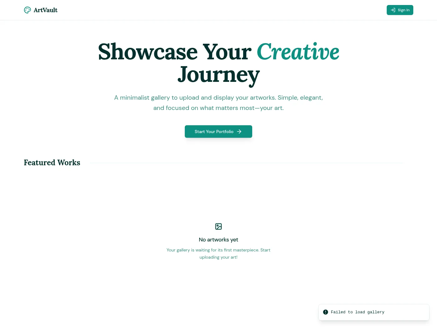 Art Portfolio Landing