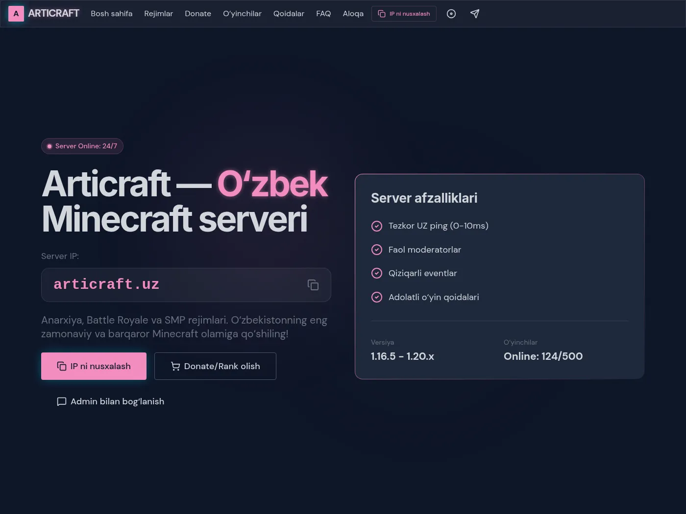 Articraft Server Sayti