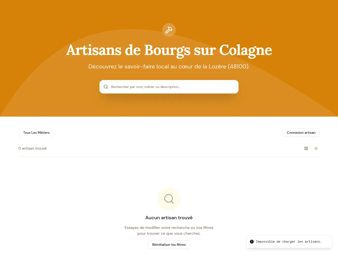Bourgs Artisans Finder