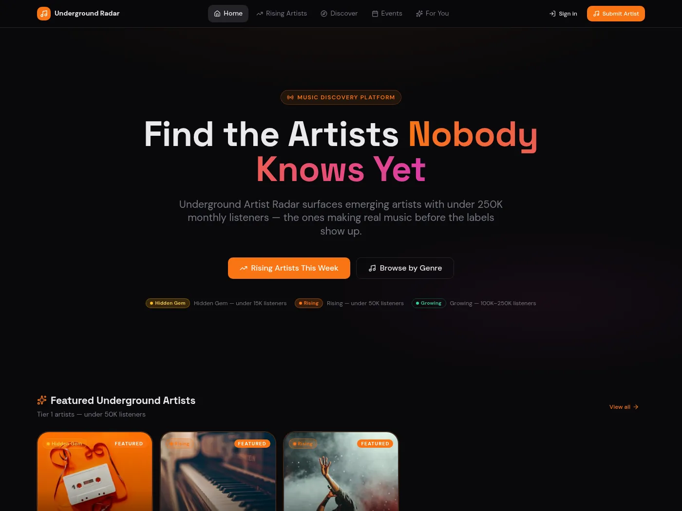 Underground Artist Radar