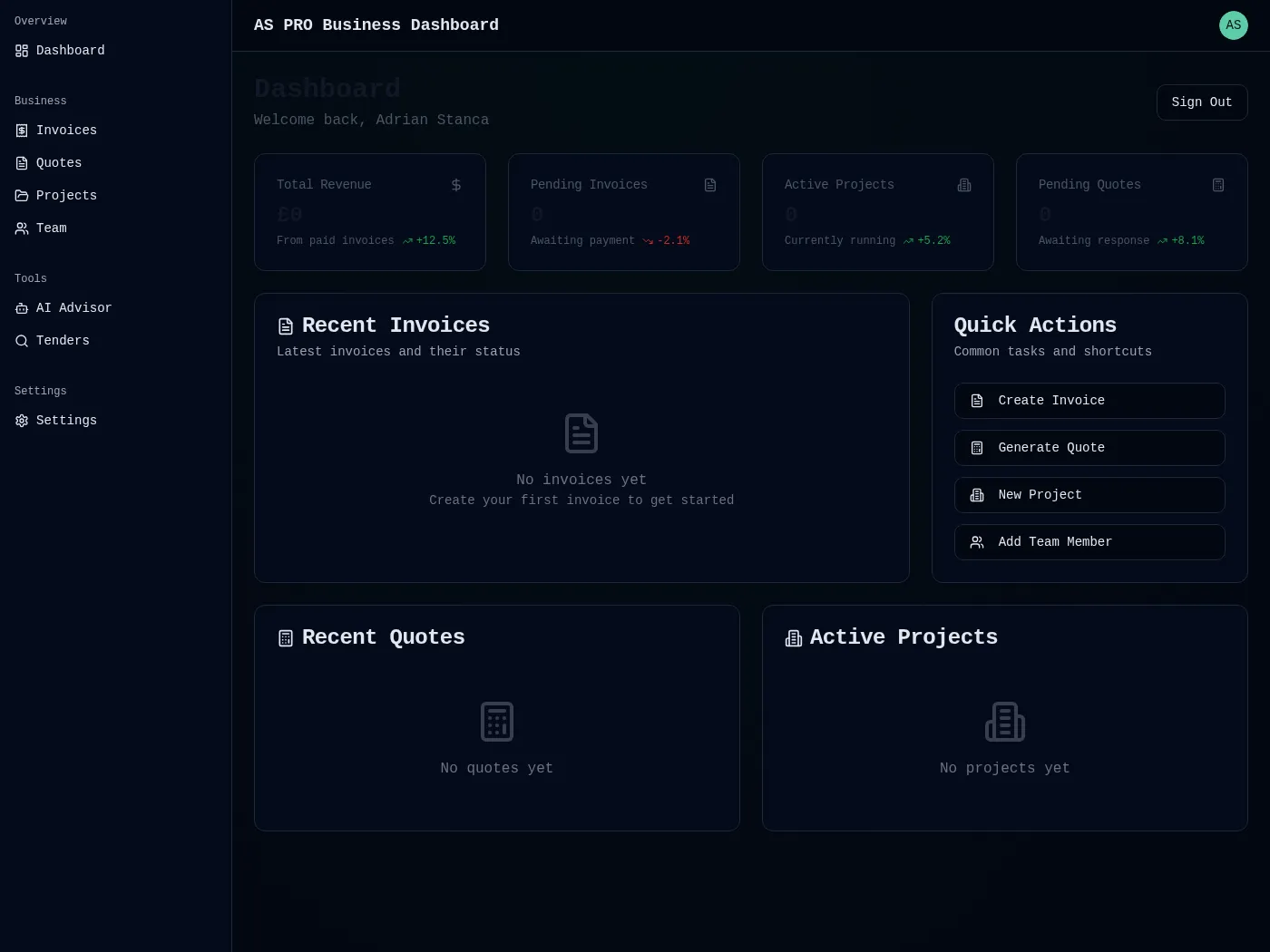 AS PRO Business Dashboard