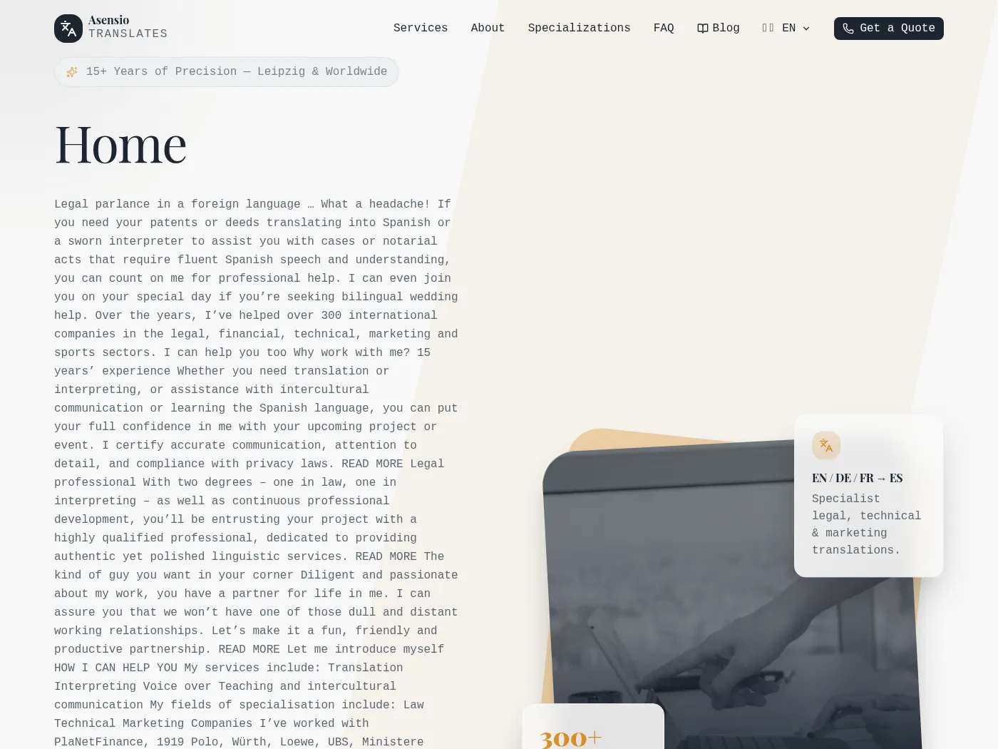 Asensio Translates Site
