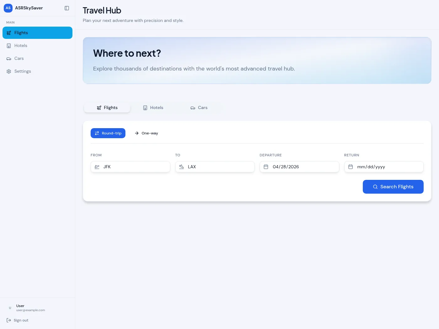 ASRSkySaver Travel Hub