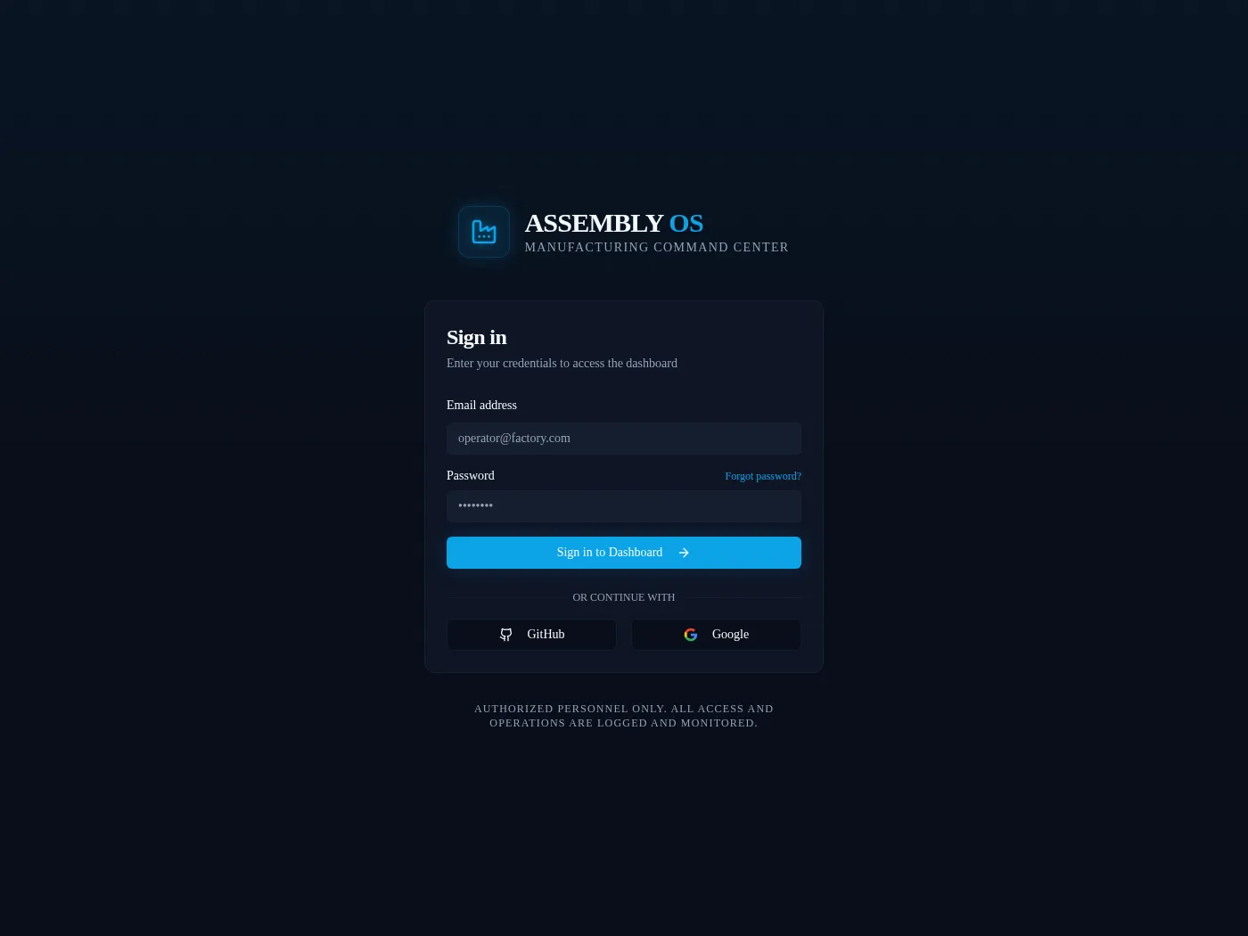 Assembly Monitor Dashboard