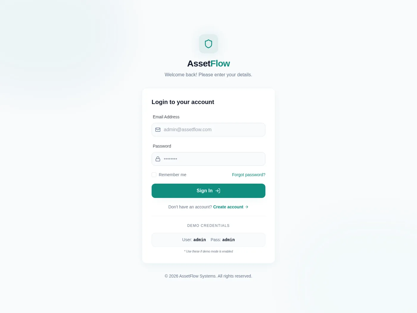 AssetFlow Admin Portal