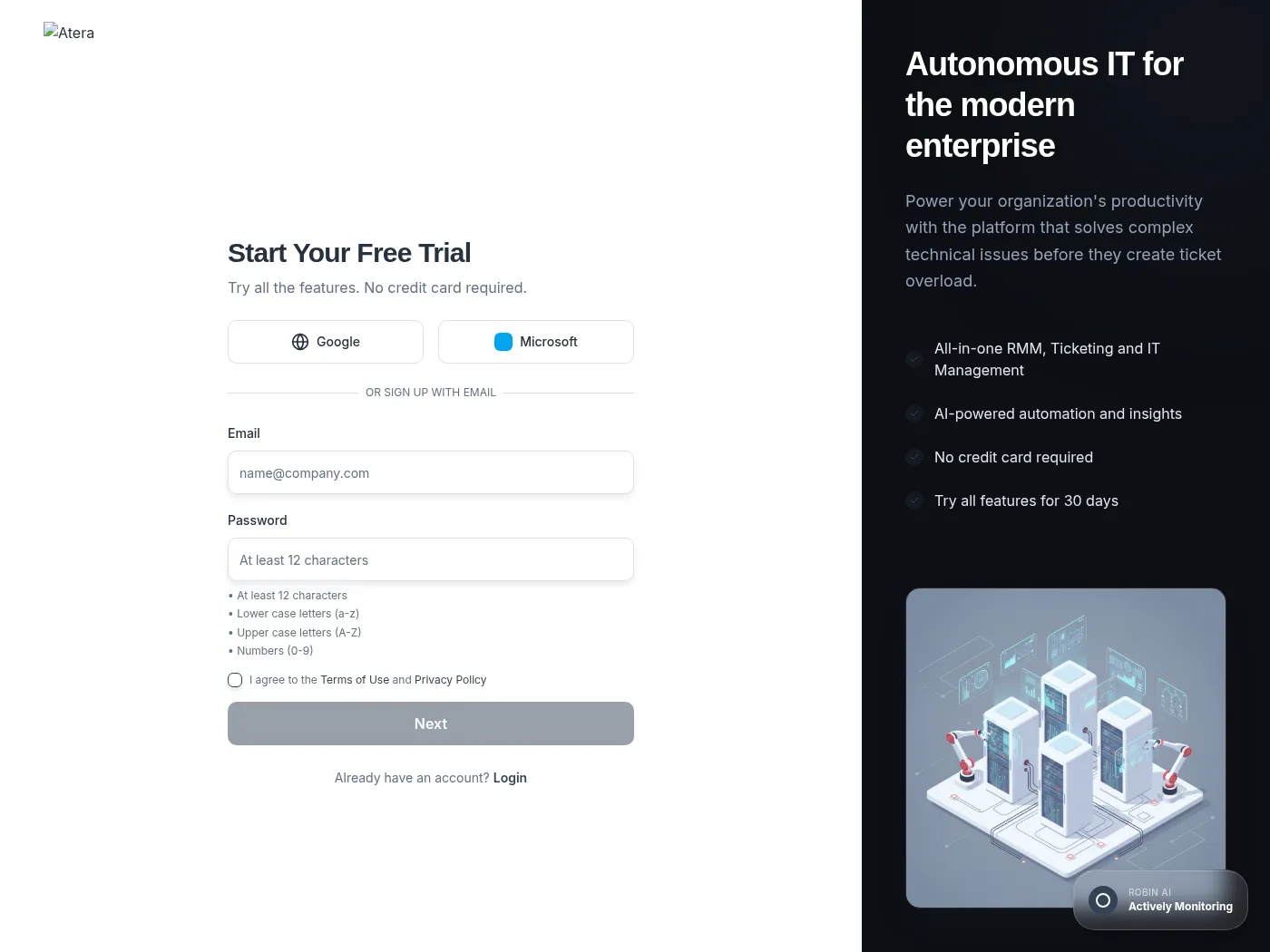 Atera Signup Clone