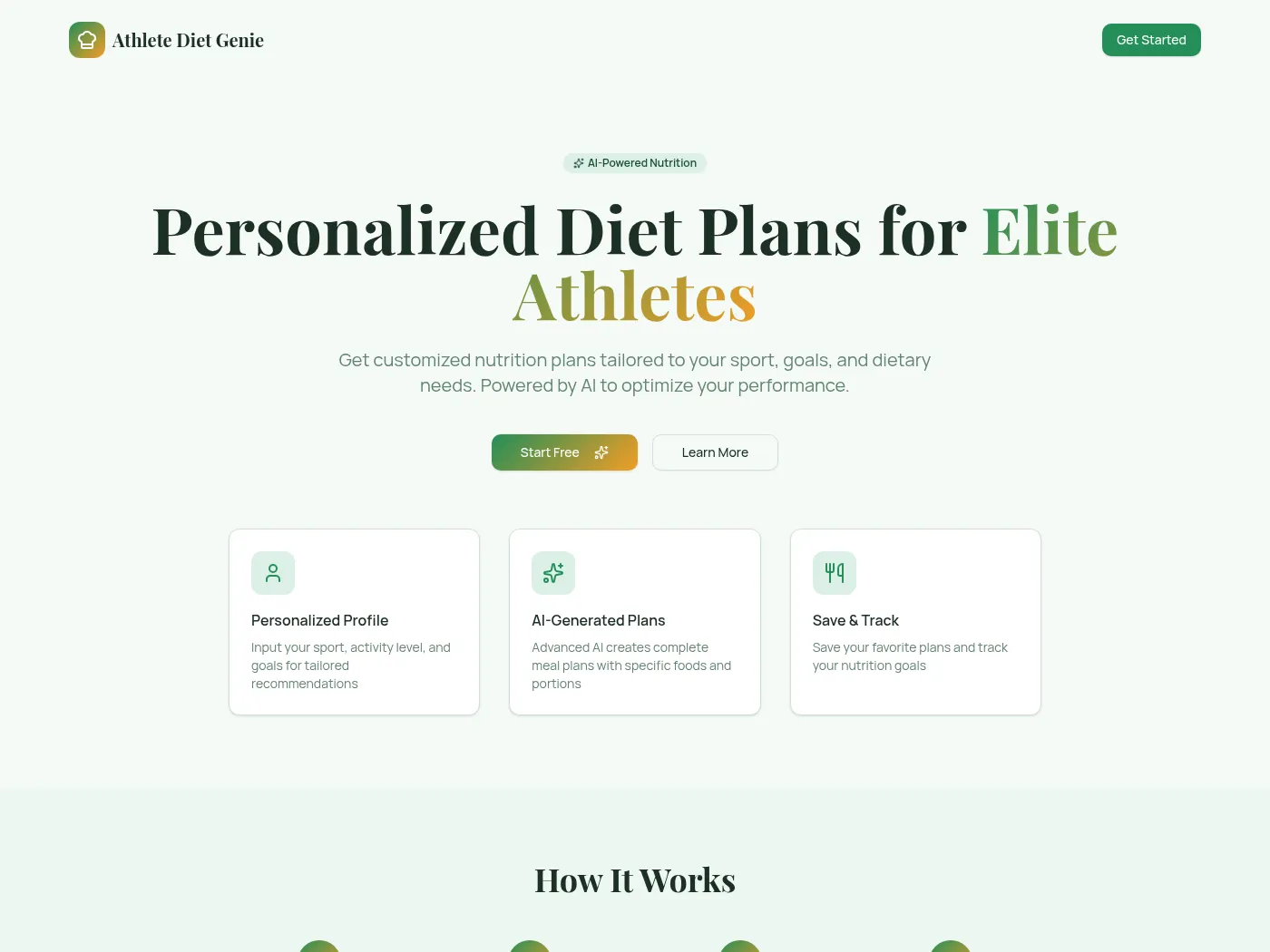 Athlete Diet Genie