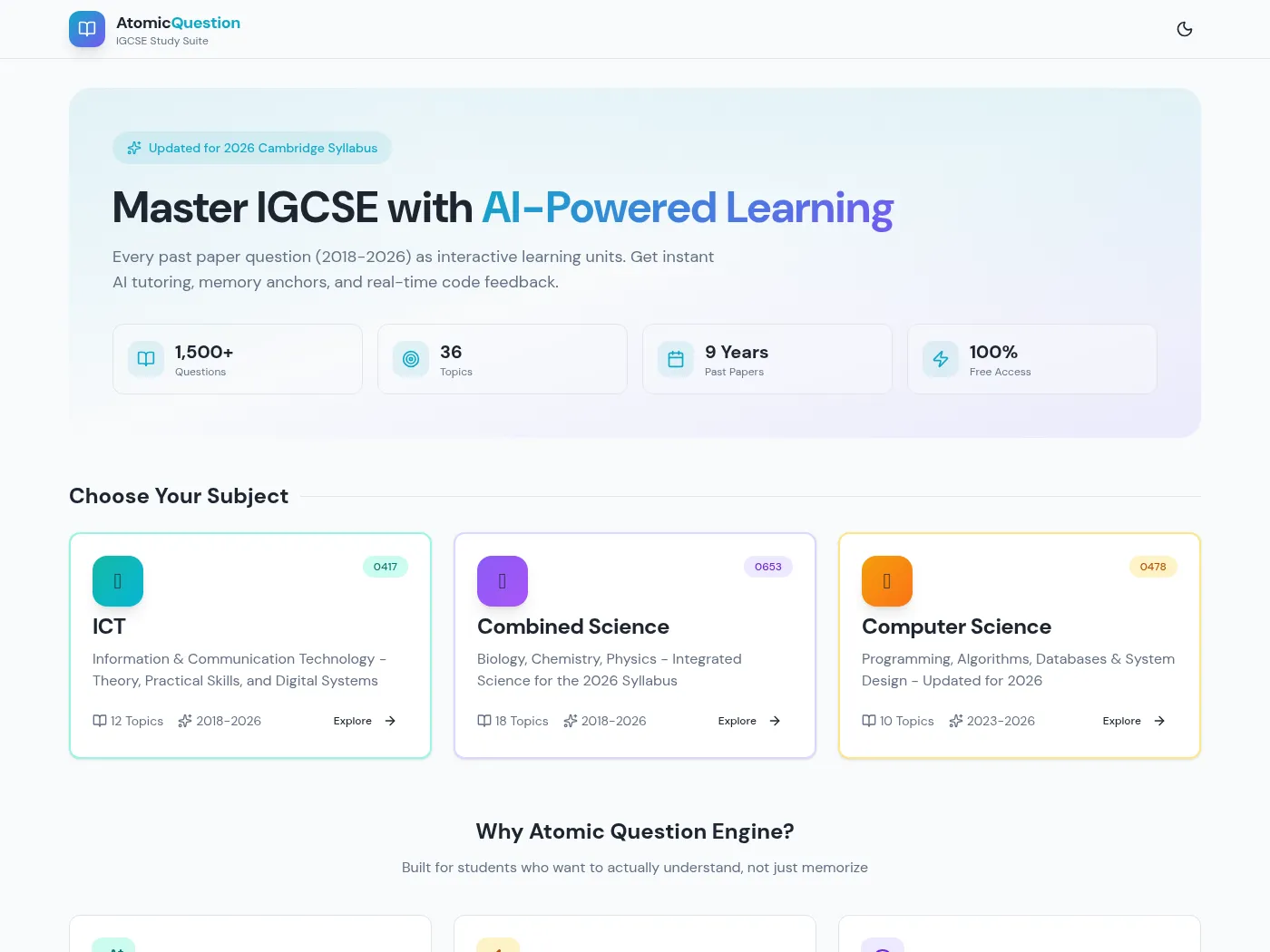 Atomic Question Engine