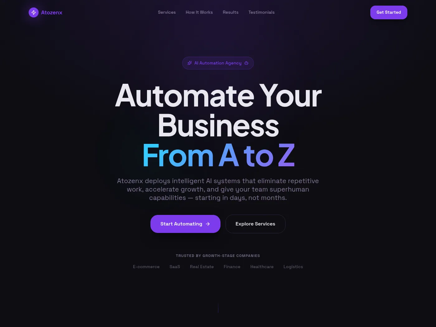Atozenx AI Agency Site