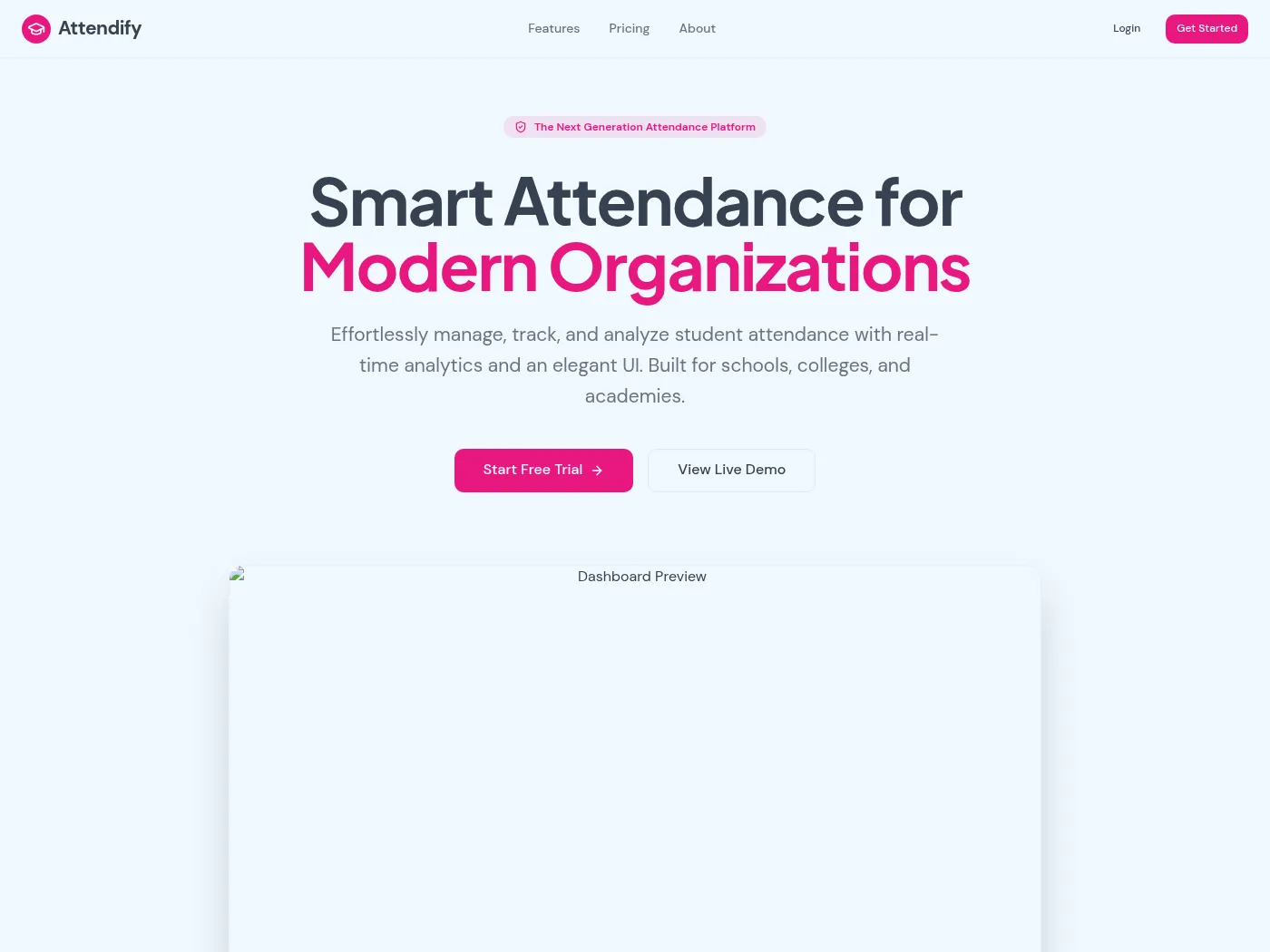Attendify SaaS Dashboard