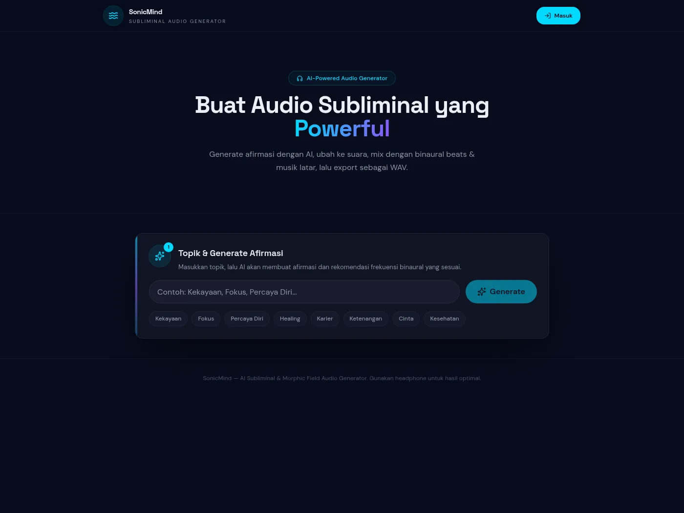 SonicMind Audio Generator