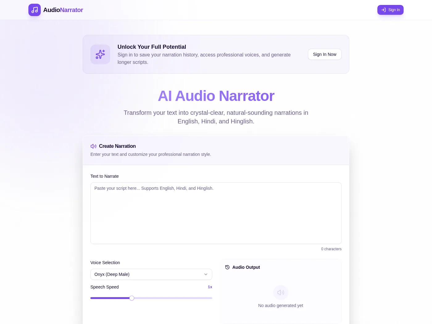 Multi-Language Audio Narrator