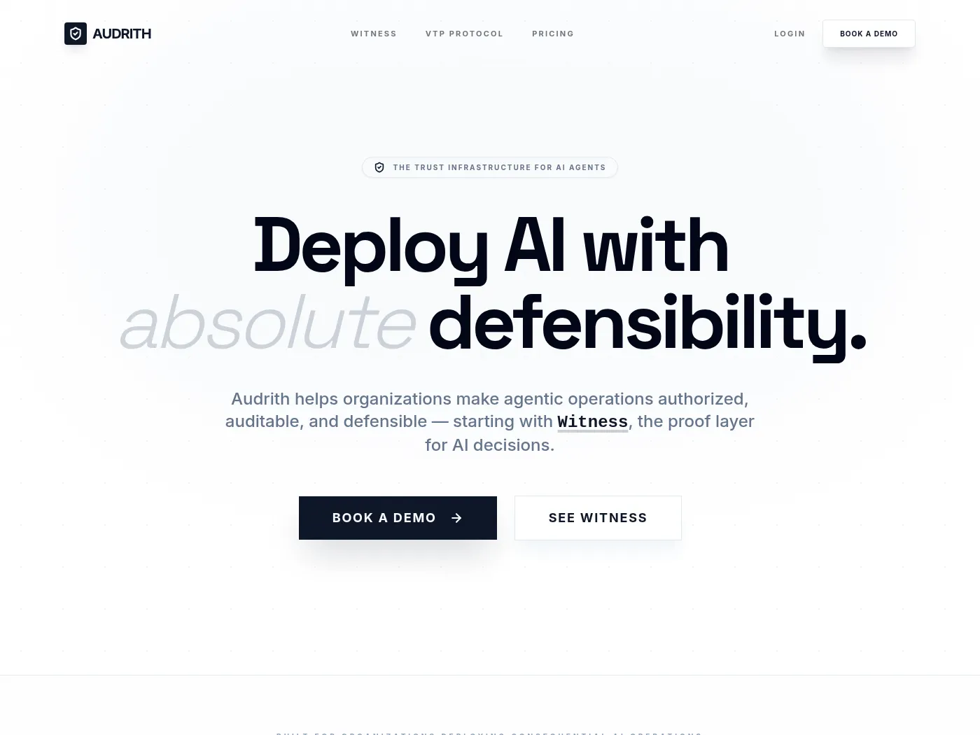 Audrith AI Trust Website