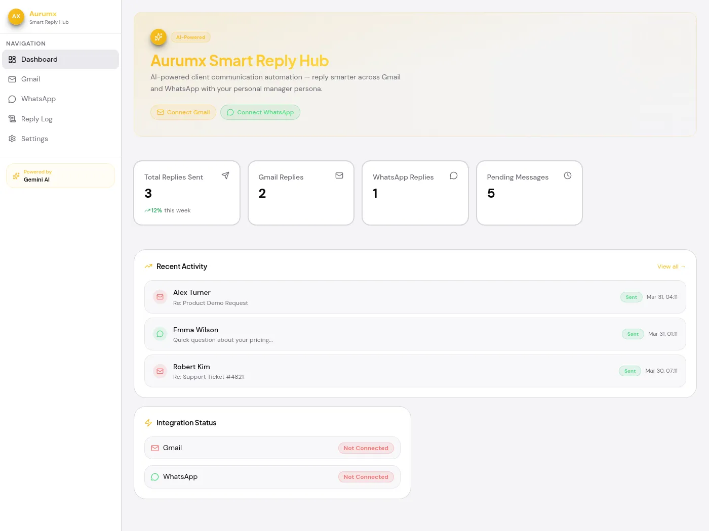 Aurumx Smart Reply Hub