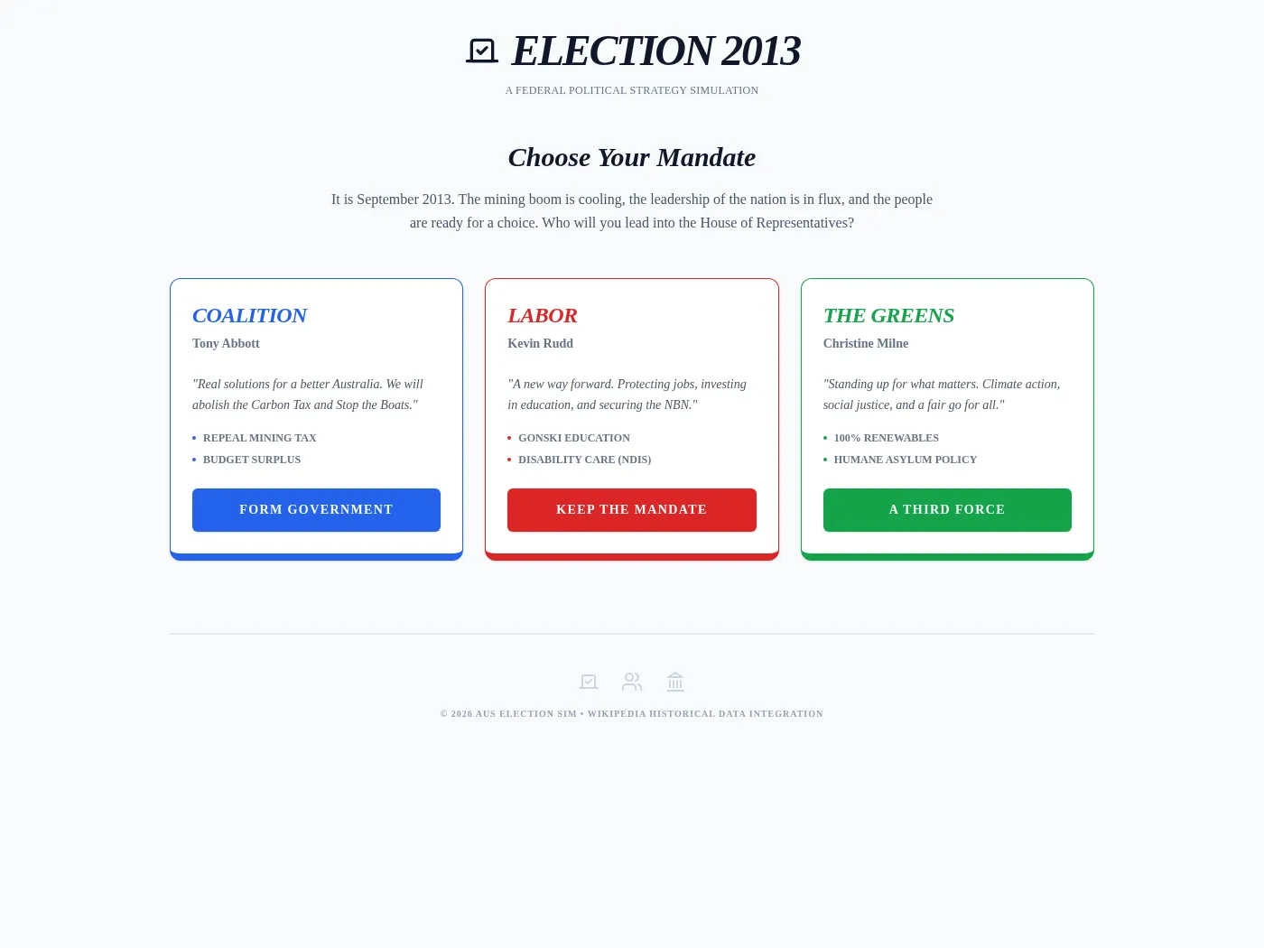 Aus Election Game 2013