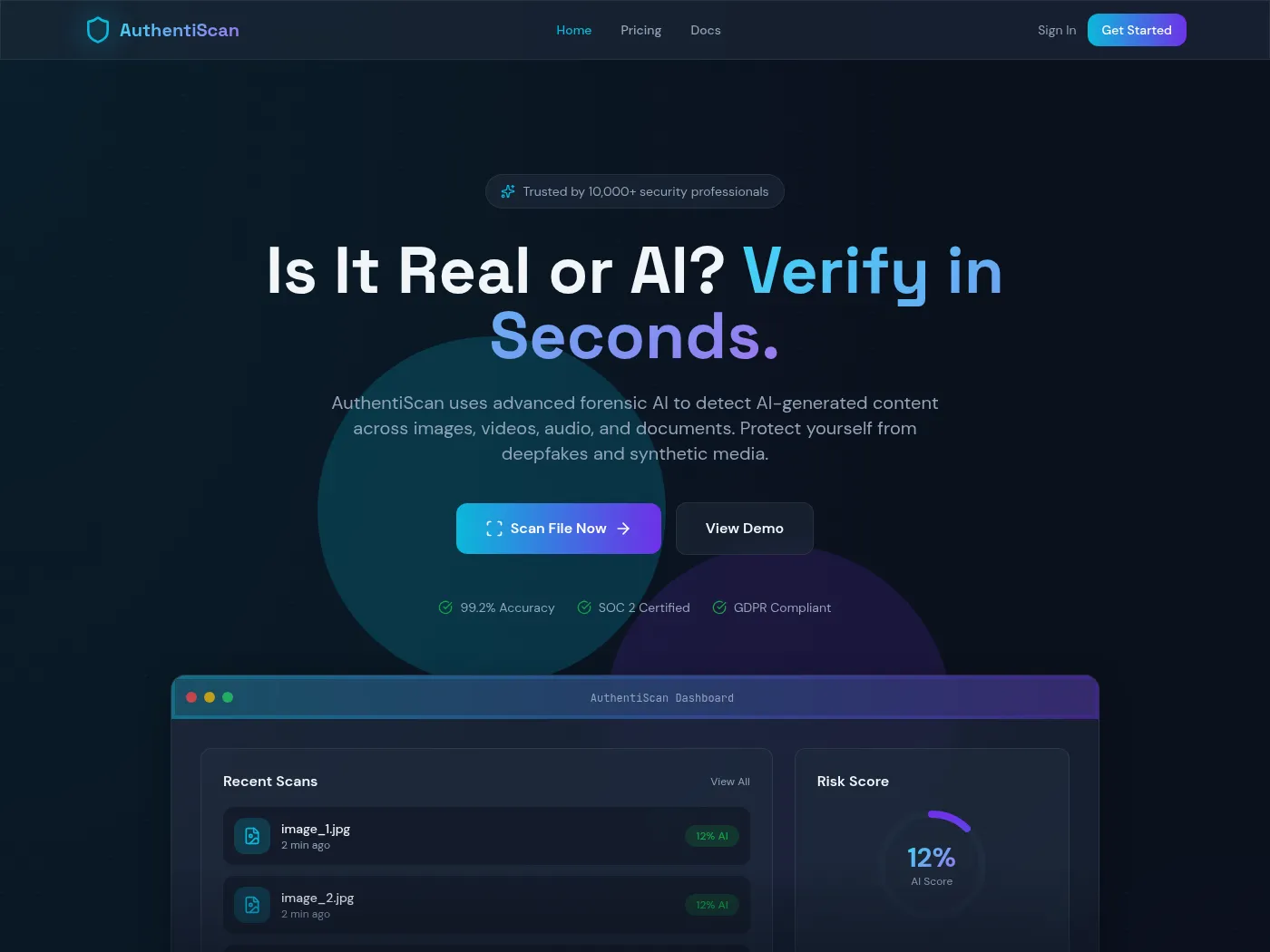AuthentiScan AI Forensics