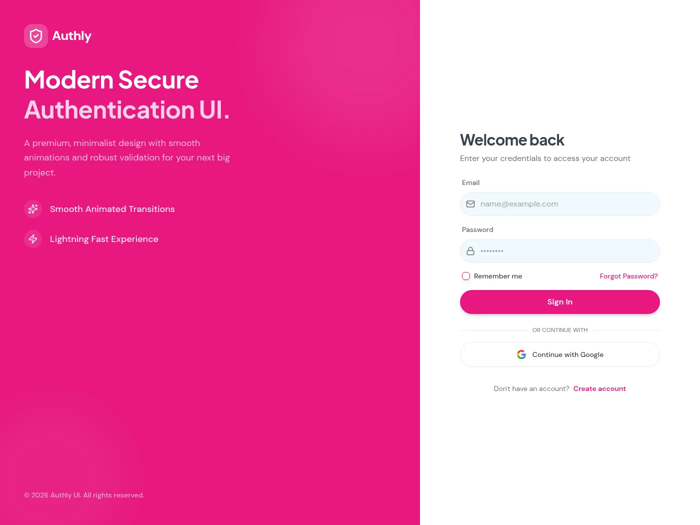 Authly Modern Login UI
