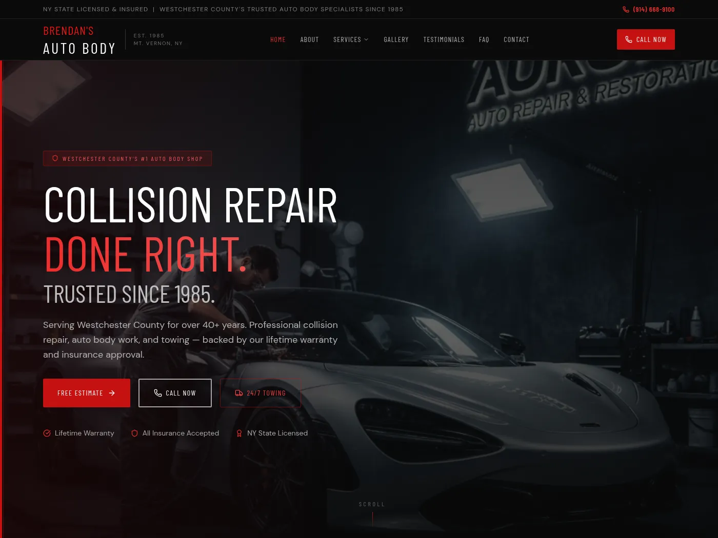 Brendan's Auto Body Web Redesign