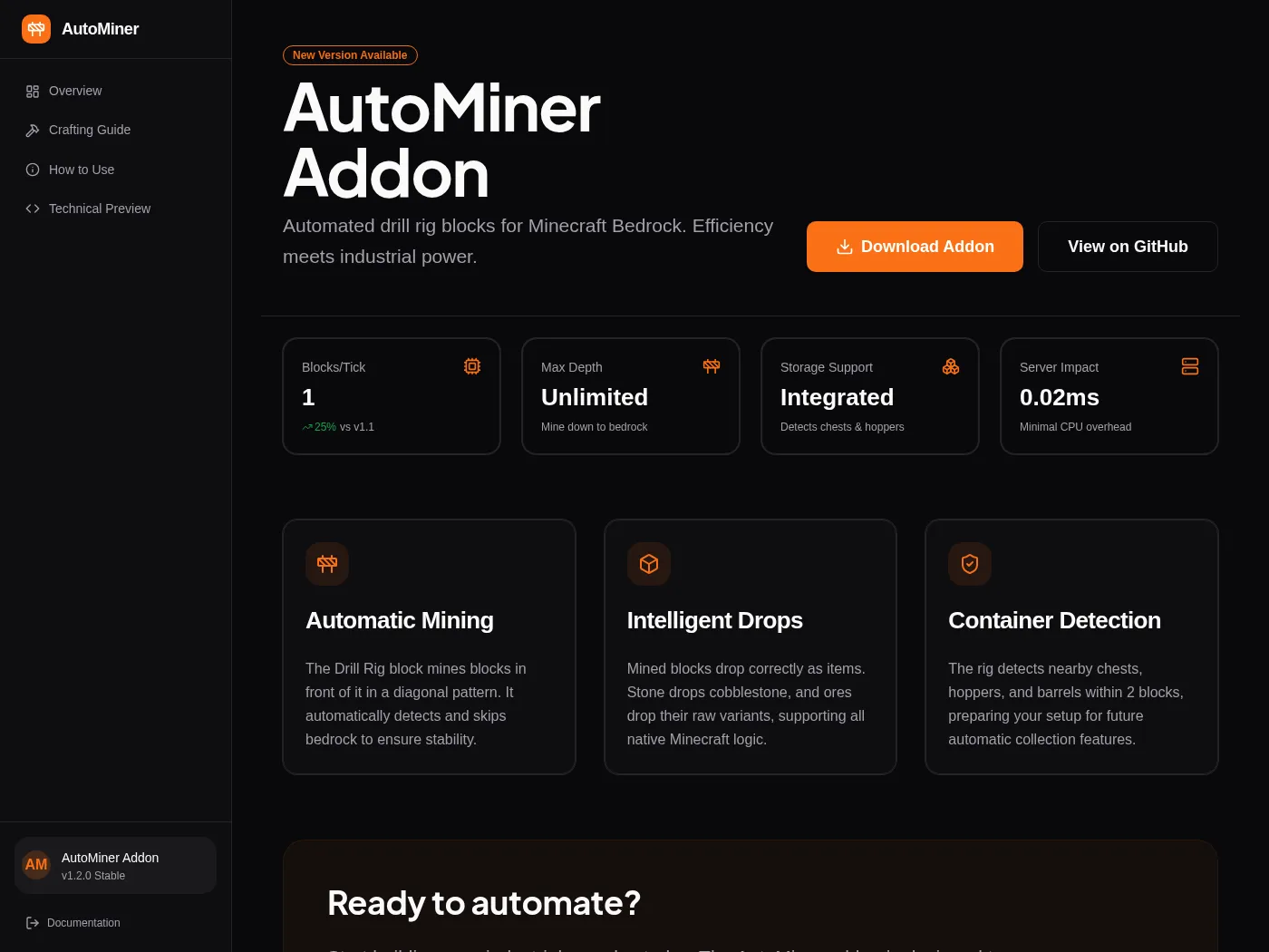 AutoMiner MC Addon