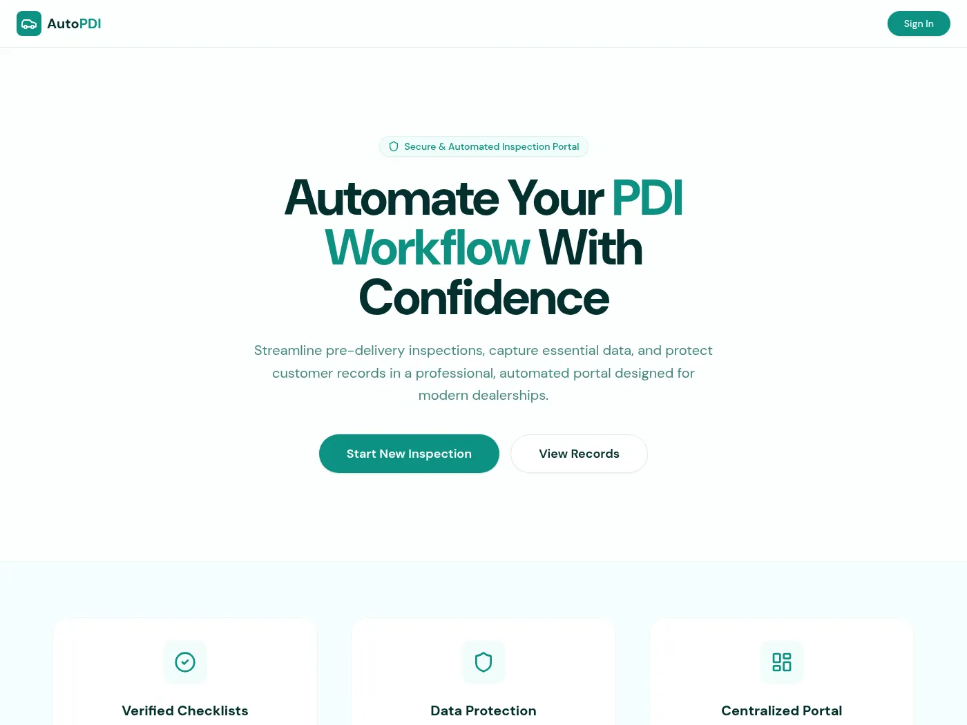 Auto PDI Web Portal