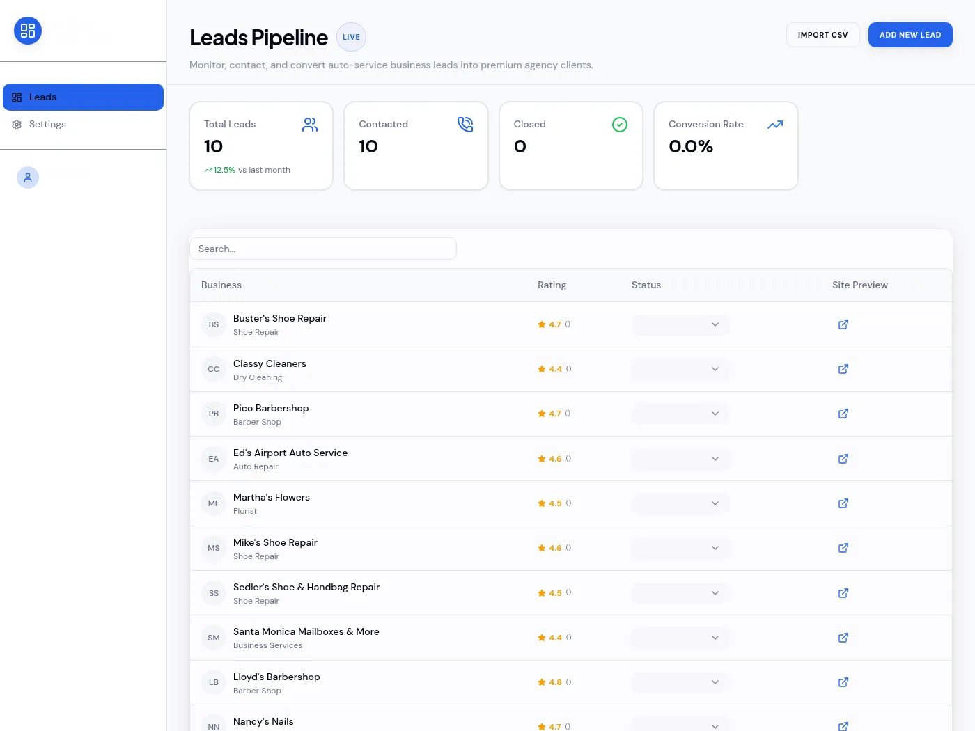Auto Web Agency Pipeline