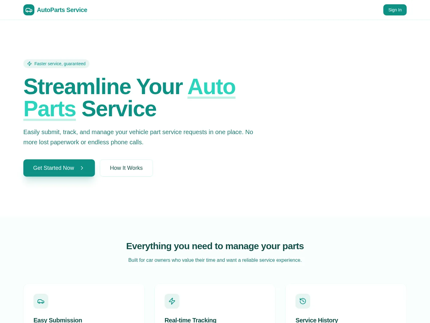 AutoParts Service Portal