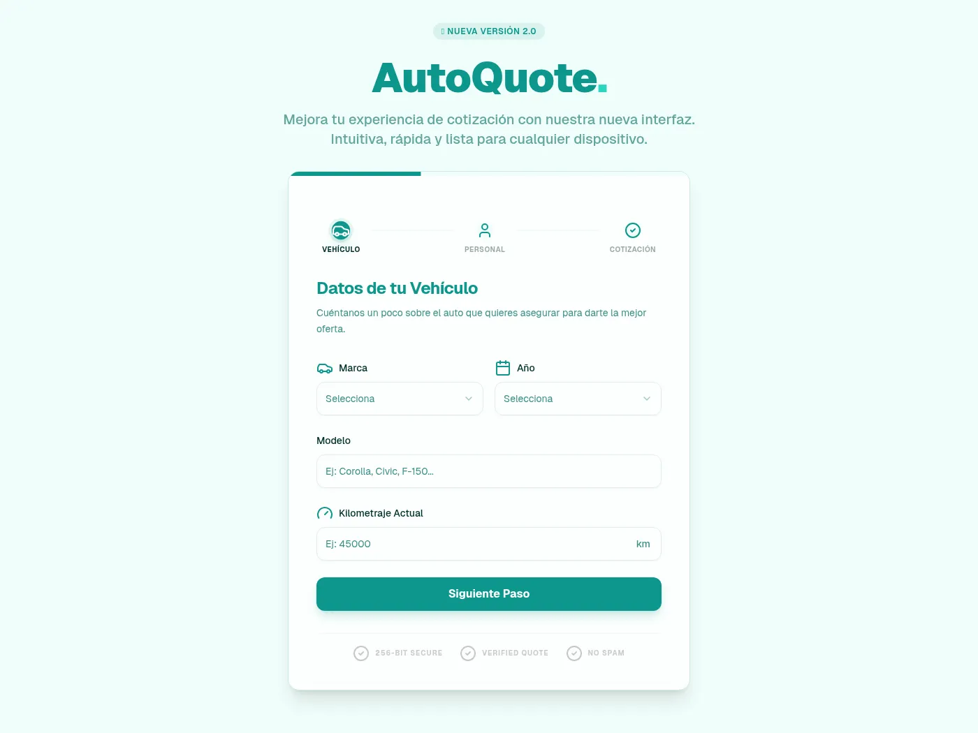 AutoQuote Widget Redesign