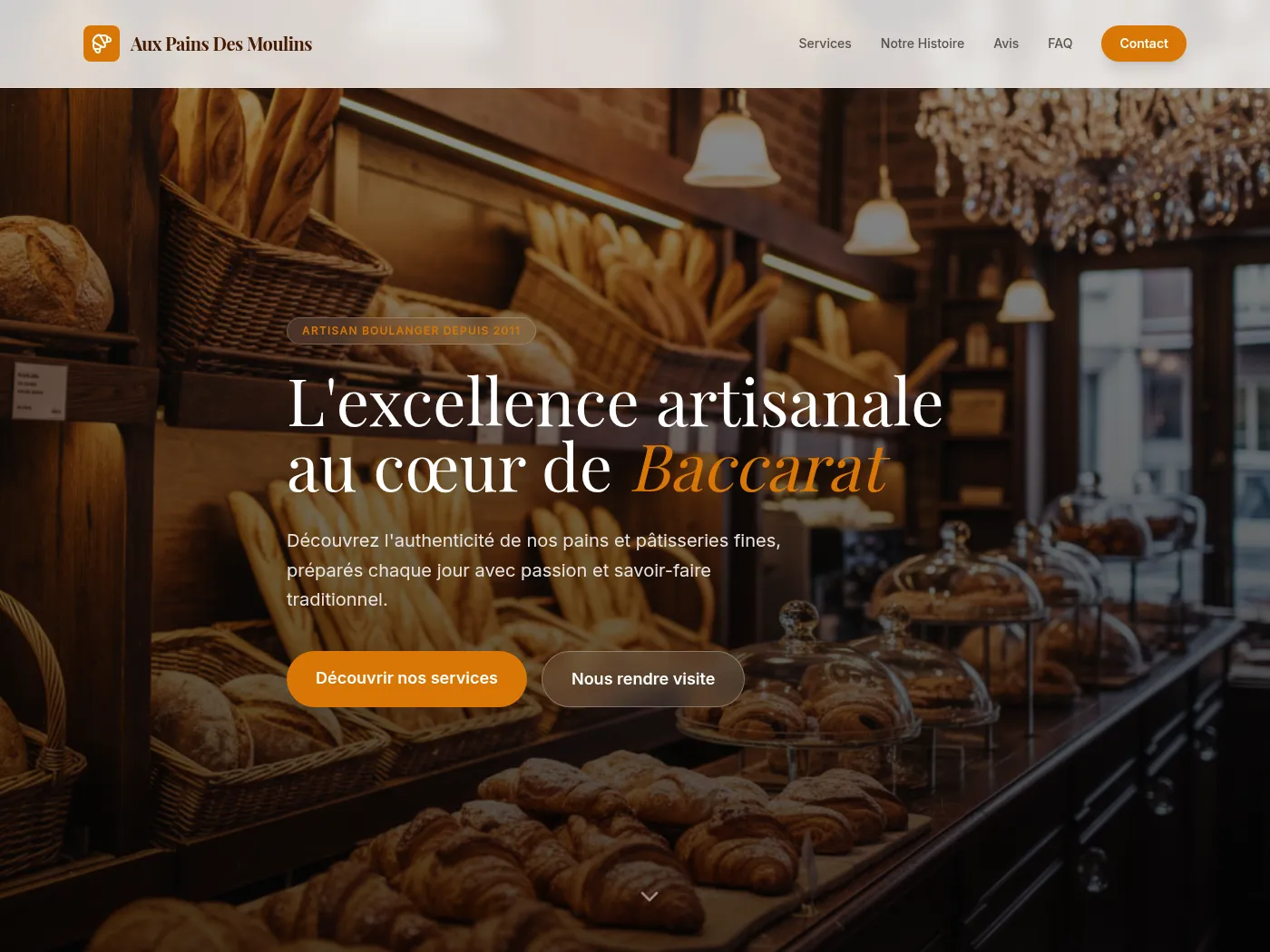 Aux Pains Landing Page