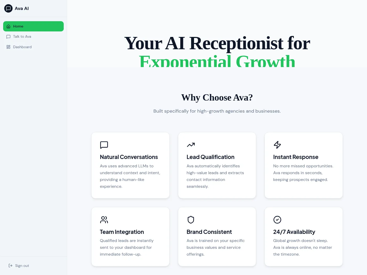 Ava AI Receptionist