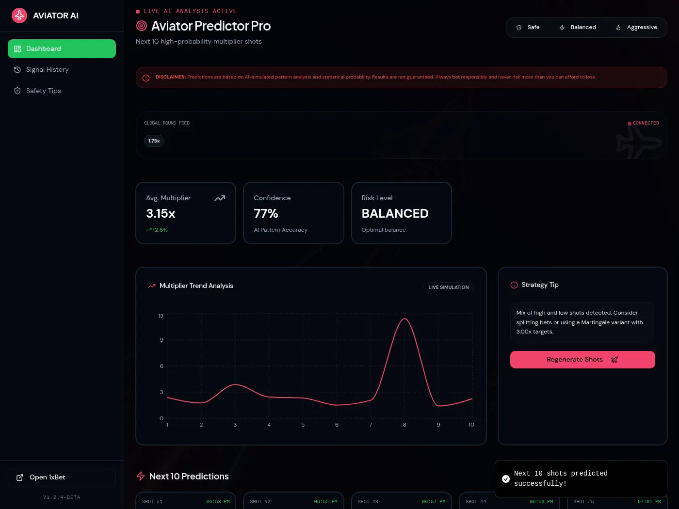 Aviator Shot Predictor