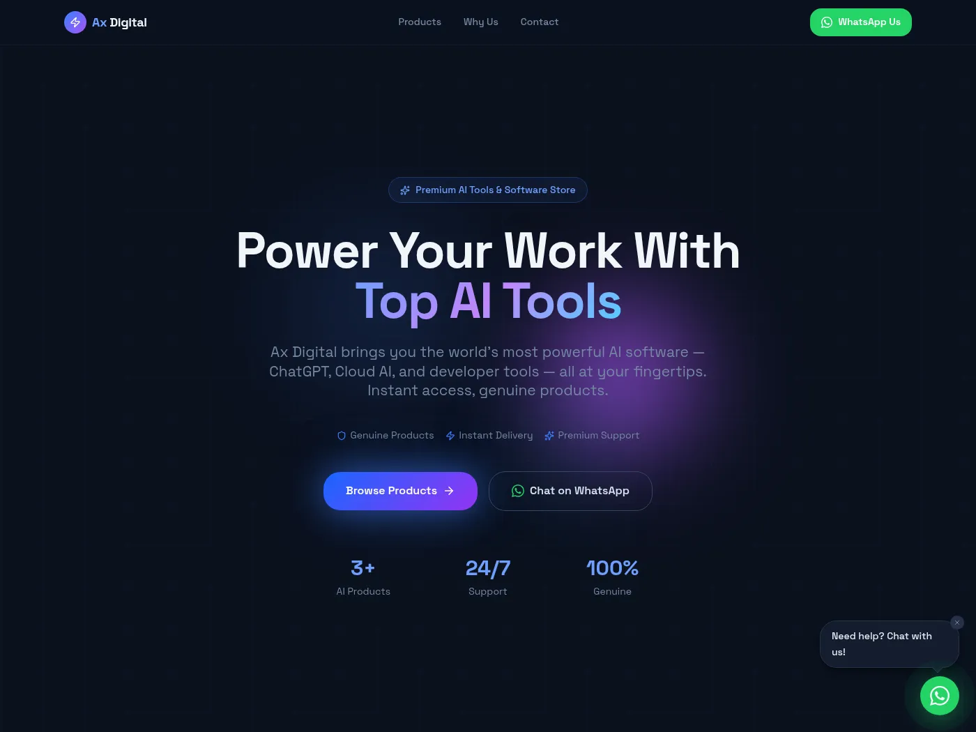 Ax Digital Landing Page