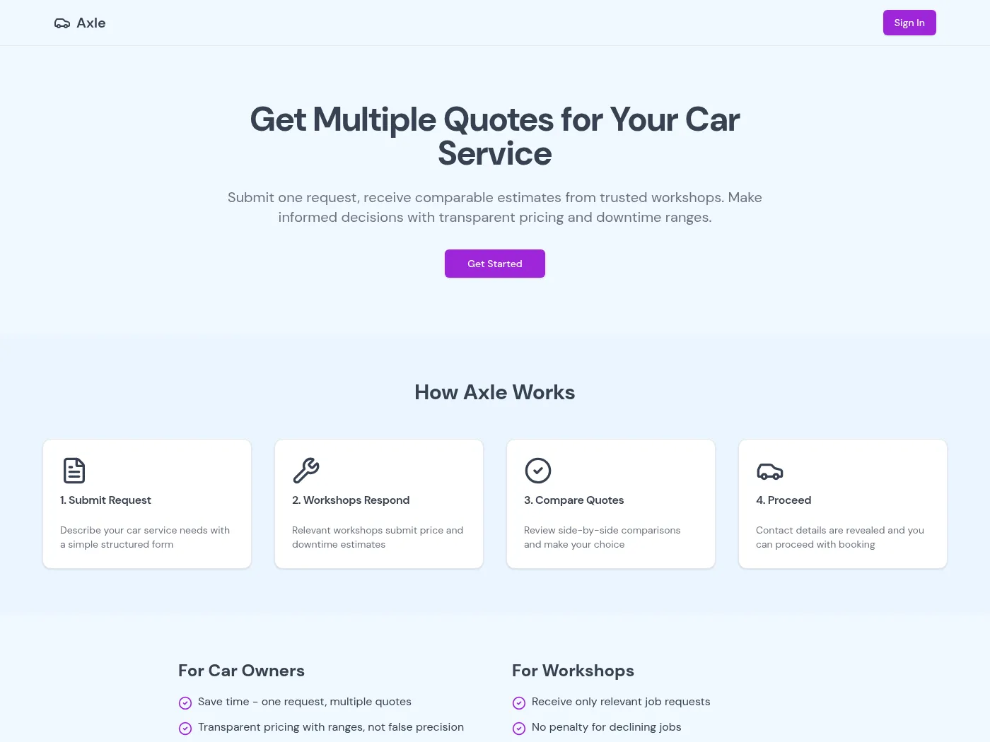 Axle Reverse-Quote Marketplace