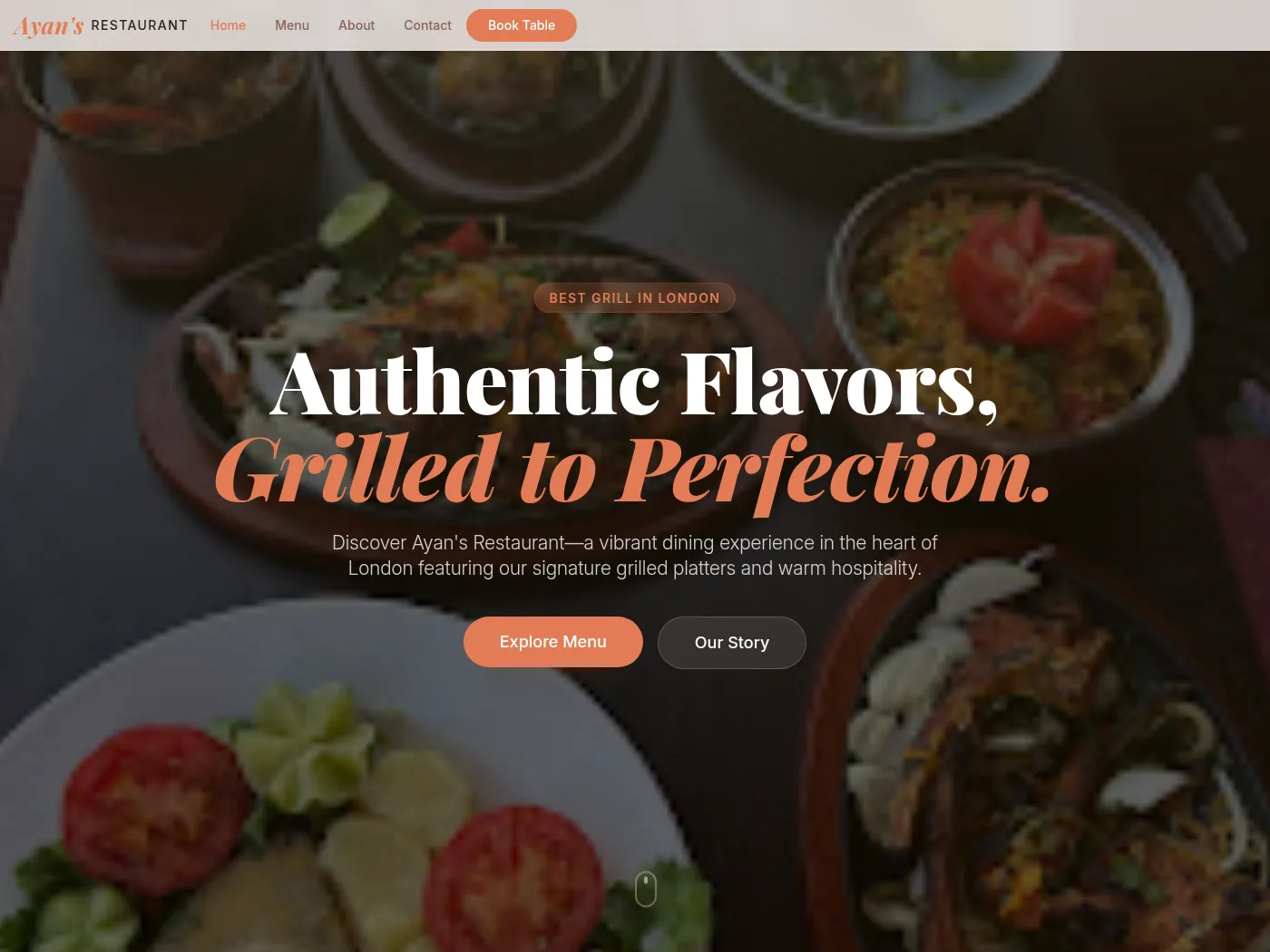 Ayan's Restaurant Website