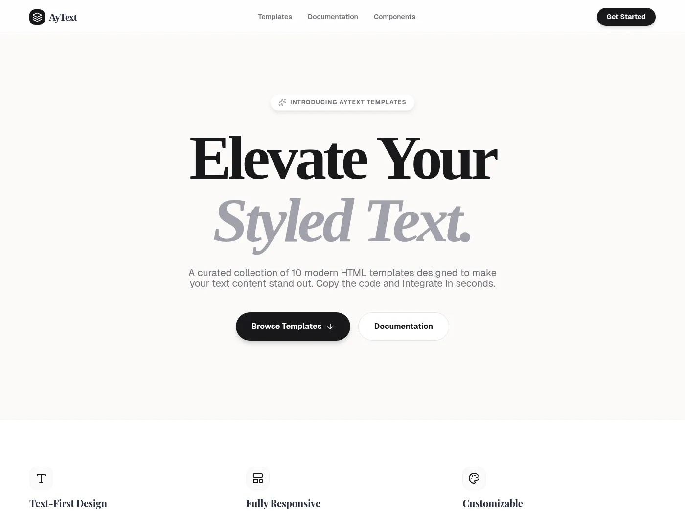 AyText HTML Templates