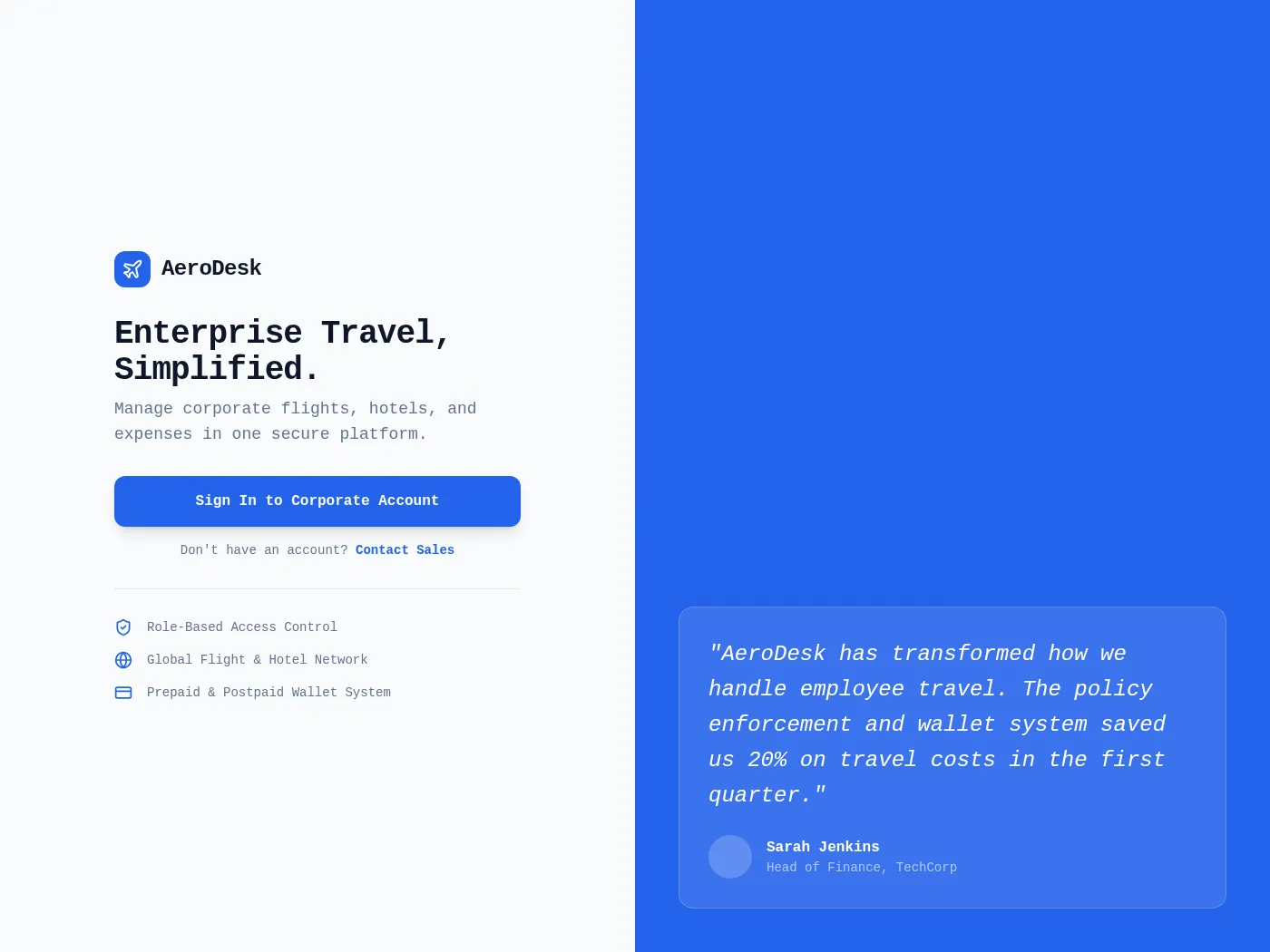 AeroDesk B2B Travel Platform