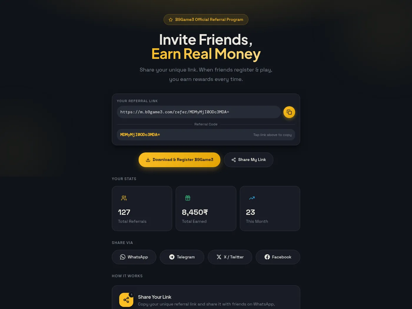 B9Game Referral Portal