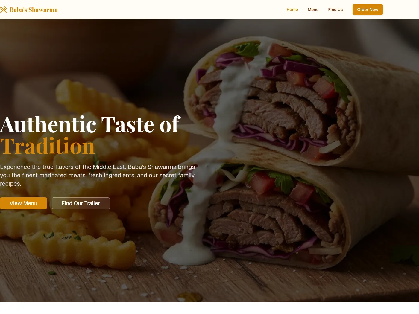 Baba's Shawarma Website