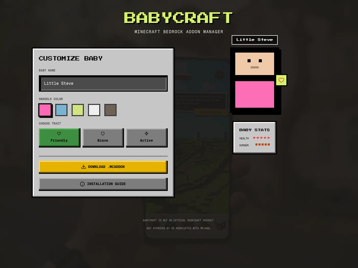 BabyCraft Addon