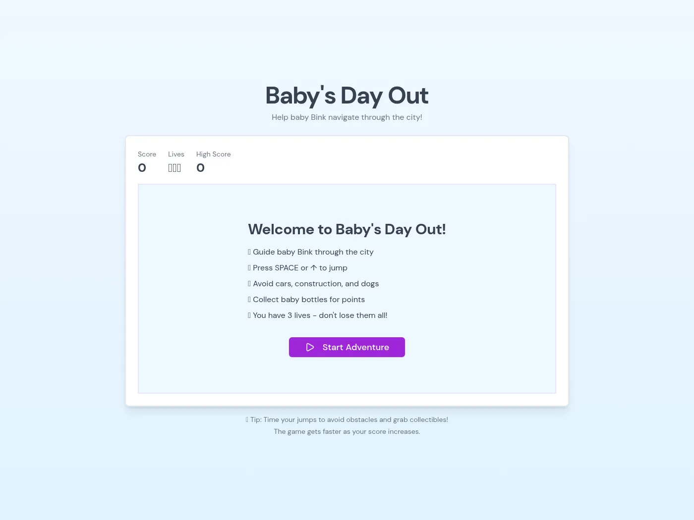 Baby's Day Out Game