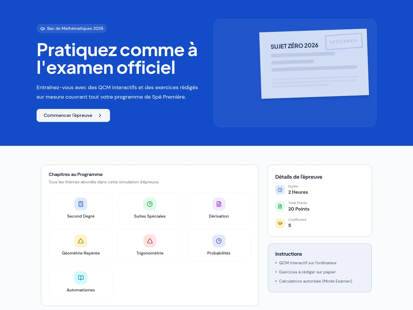 BacMath Practice Portal