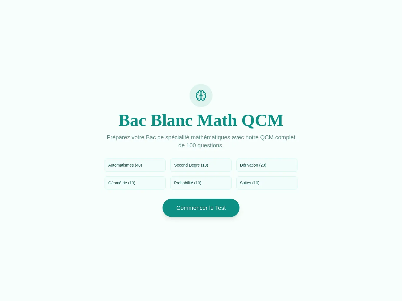 Bac Blanc Math QCM