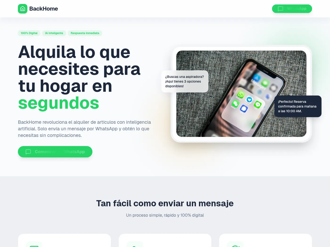 BackHome Landing Page