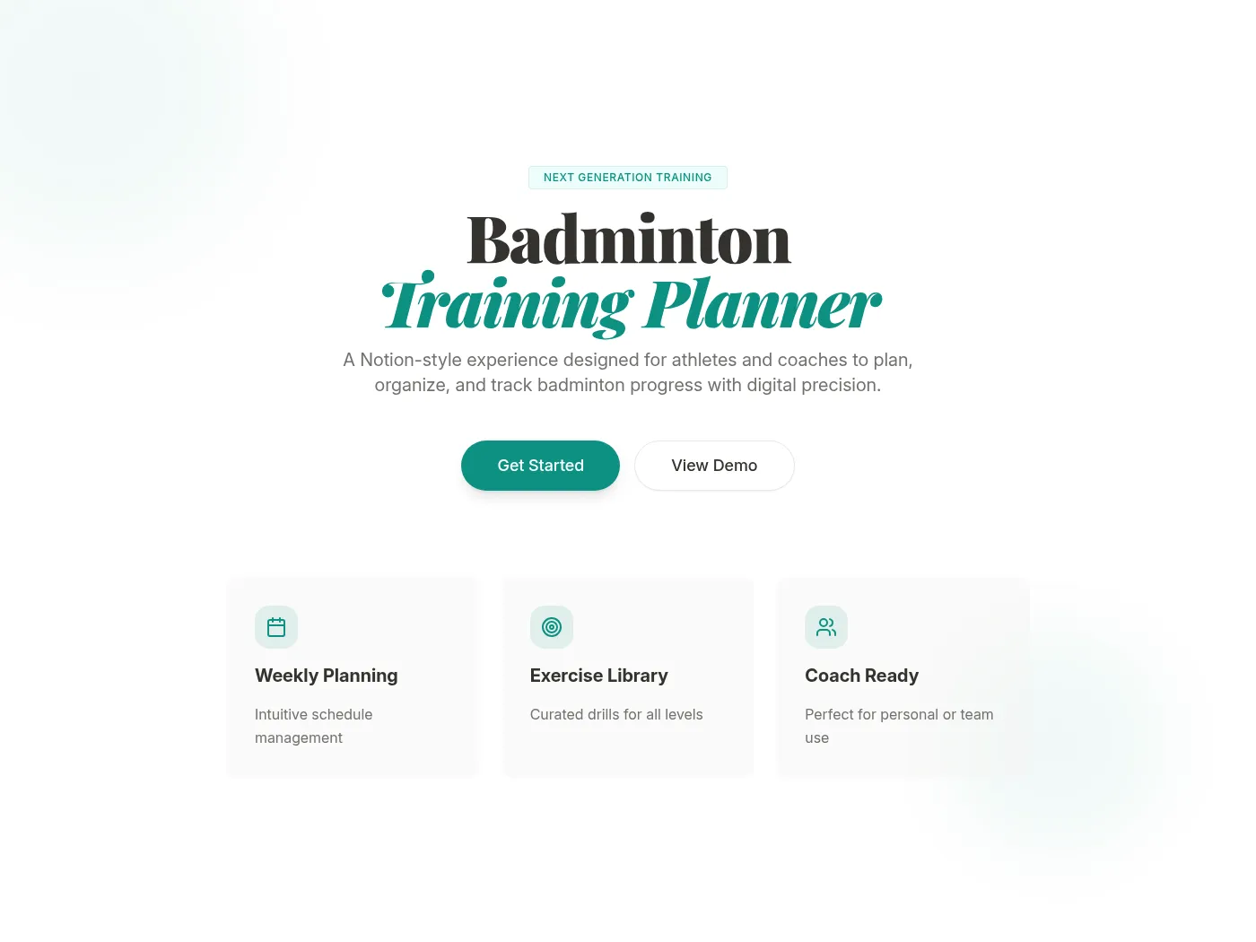 Badminton Training Planner